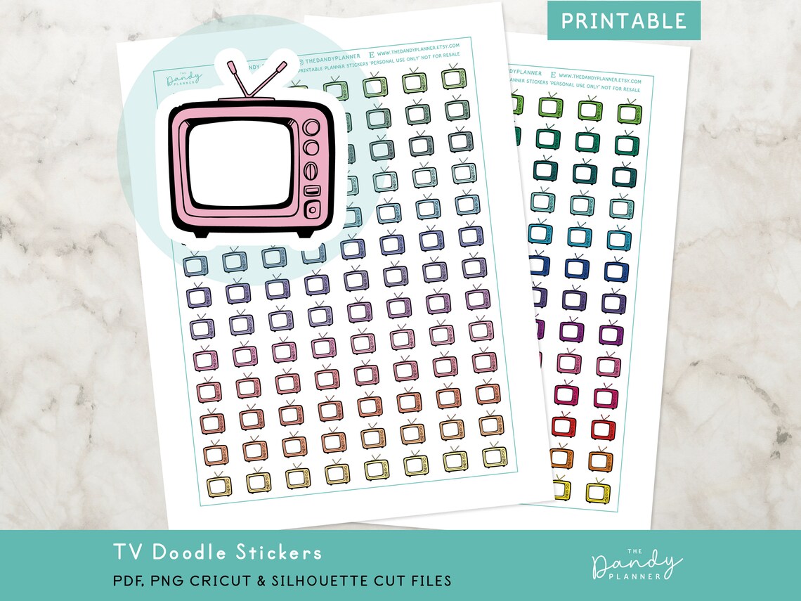 TV Icon Stickers Printable, Television Icon Stickers, DIY Printable ...