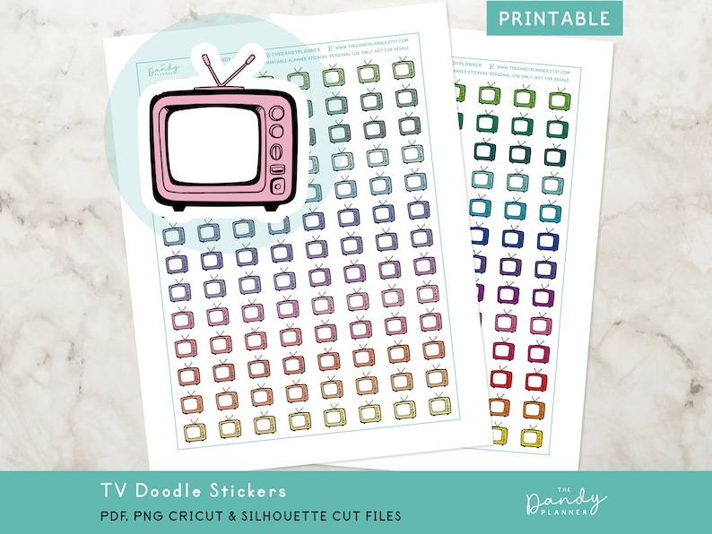 TV Icon Stickers Printable, Television Icon Stickers, DIY Printable ...