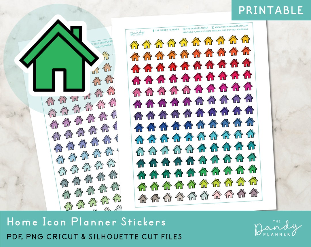 Home Icon Planner Stickers Printable, House Icons Planning Stickers ...