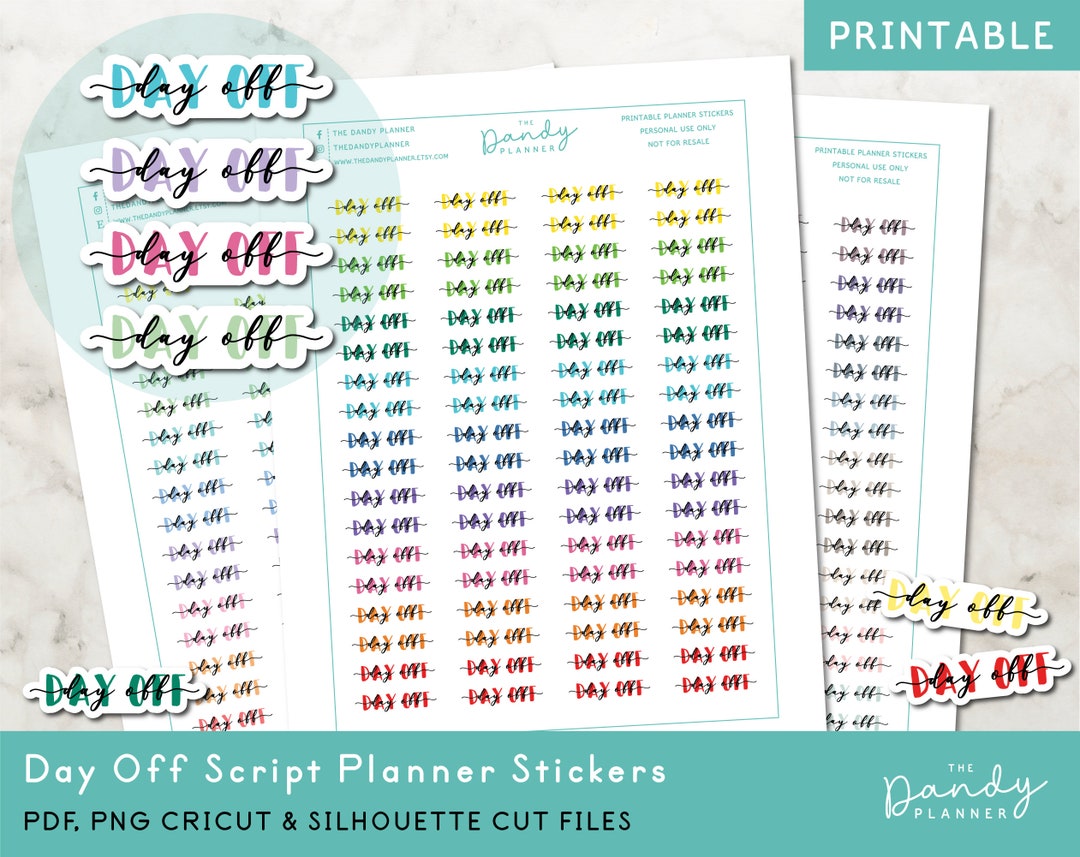 Day off Script Planner Stickers: Pastel Colors (digital Download) - Etsy