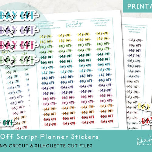 DAY OFF Script Planner Stickers Printable Typography Planner - Etsy
