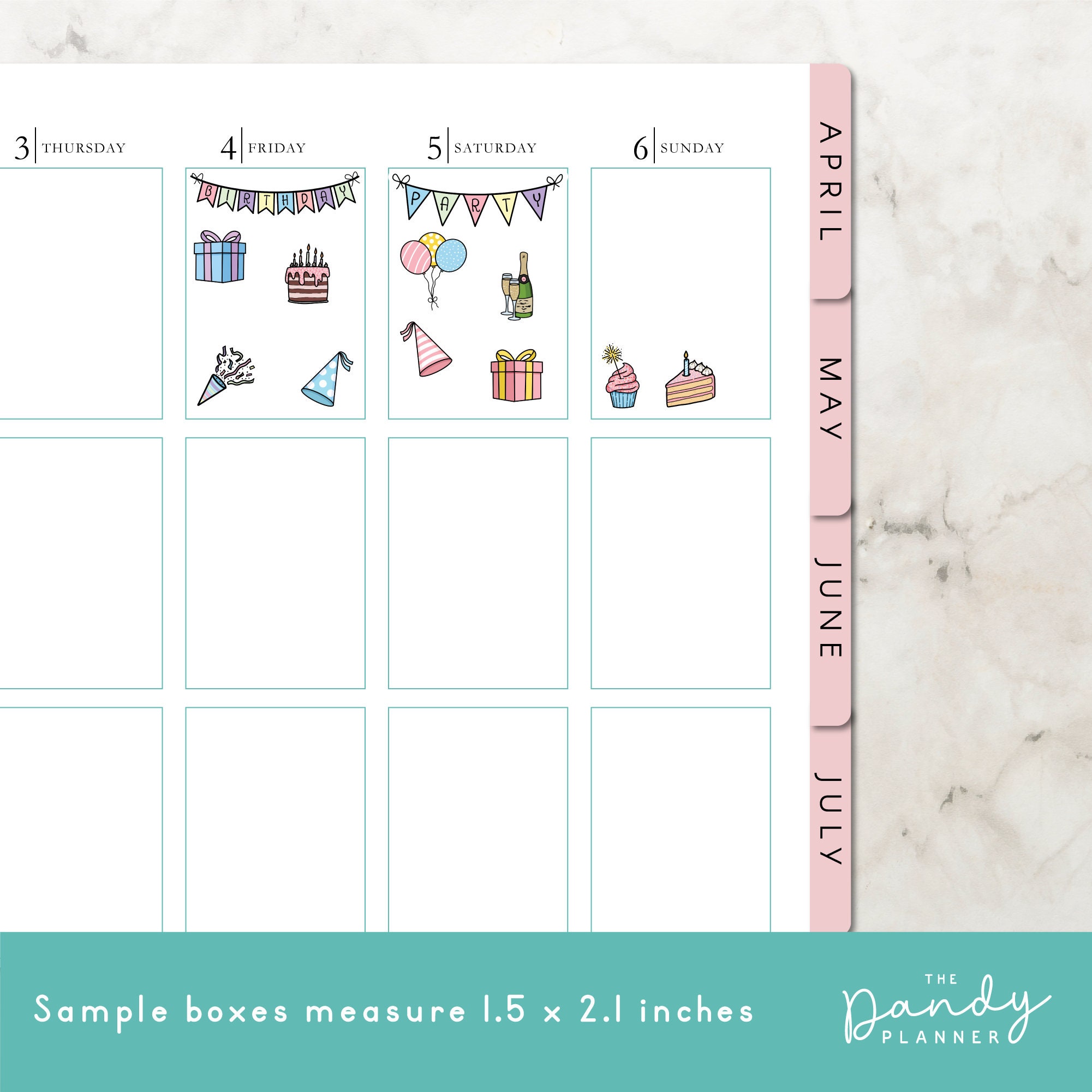 Birthday Doodle Planner Stickers Printable Birthday Icons | Etsy
