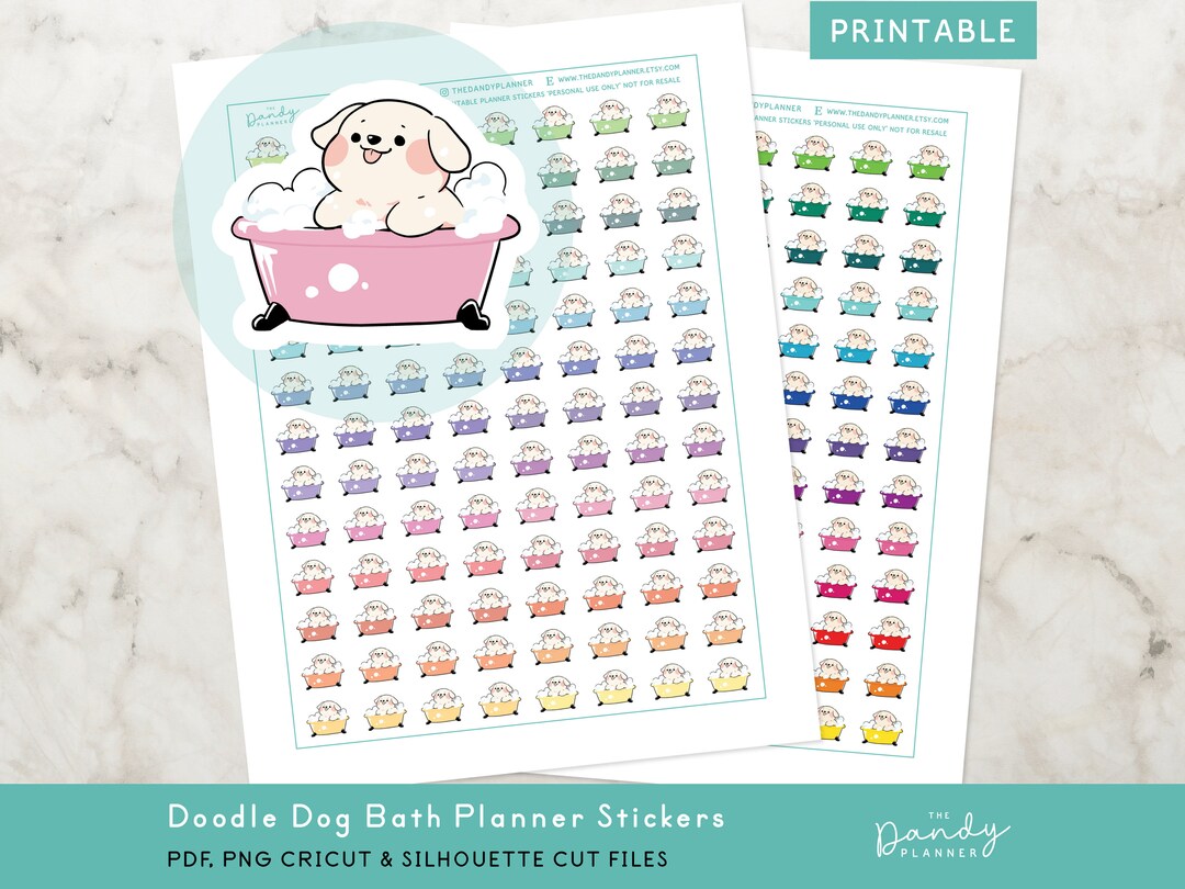 Dog Bath Icon Planner Stickers Printable, Wash Dog Planning Stickers ...