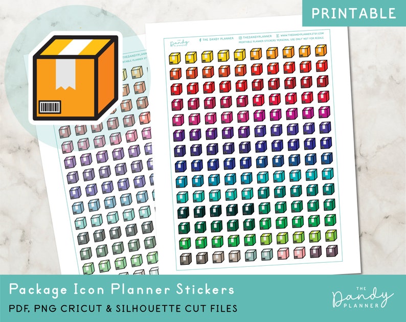 Package Icon Planner Stickers Printable, Parcel Delivery Icons Planning ...
