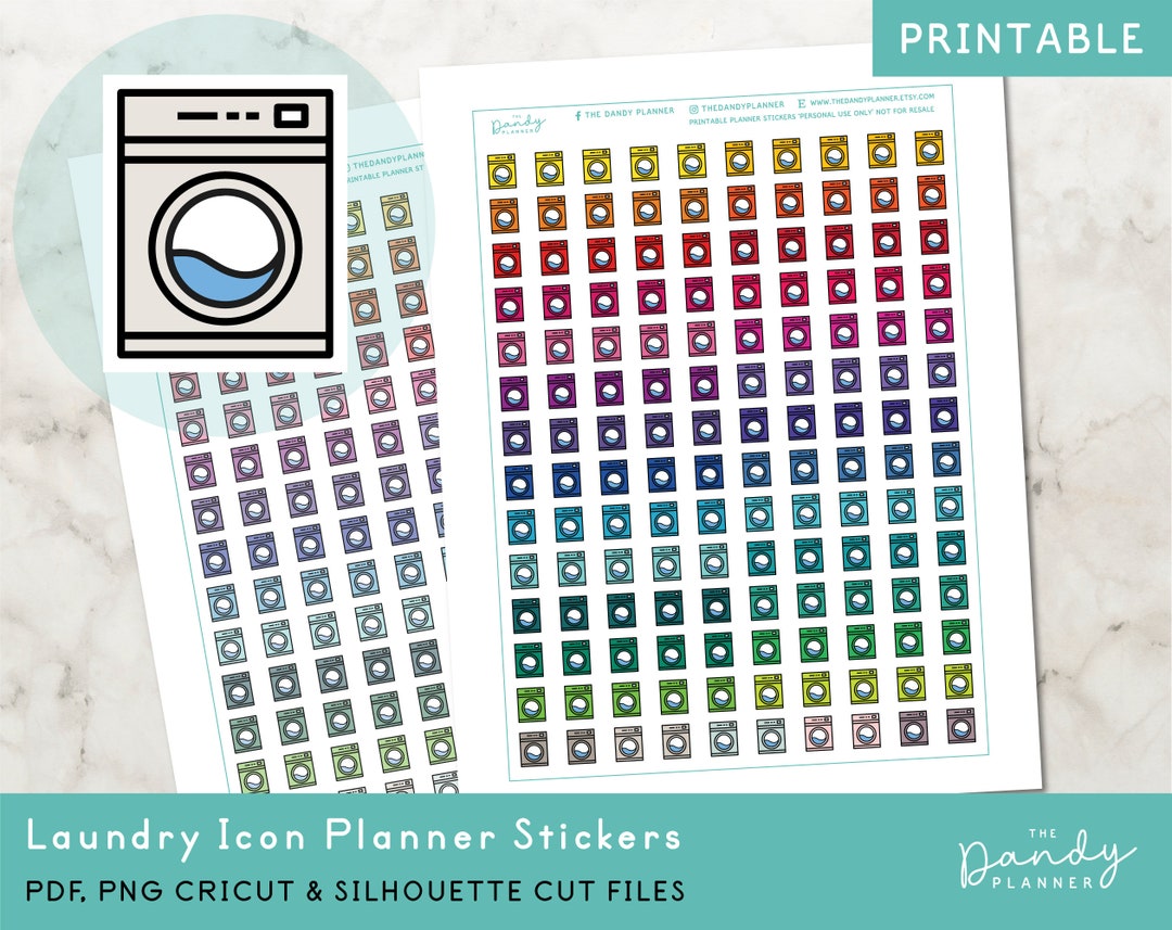 Laundry Icon Planner Stickers: Printable Chores (PDF, PNG, Cricut ...