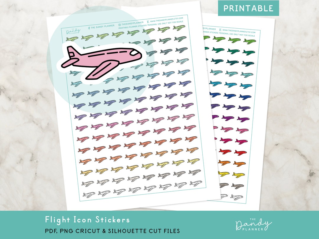 Flight Icon Planner Stickers Printable, Travel Icon Planning Stickers ...
