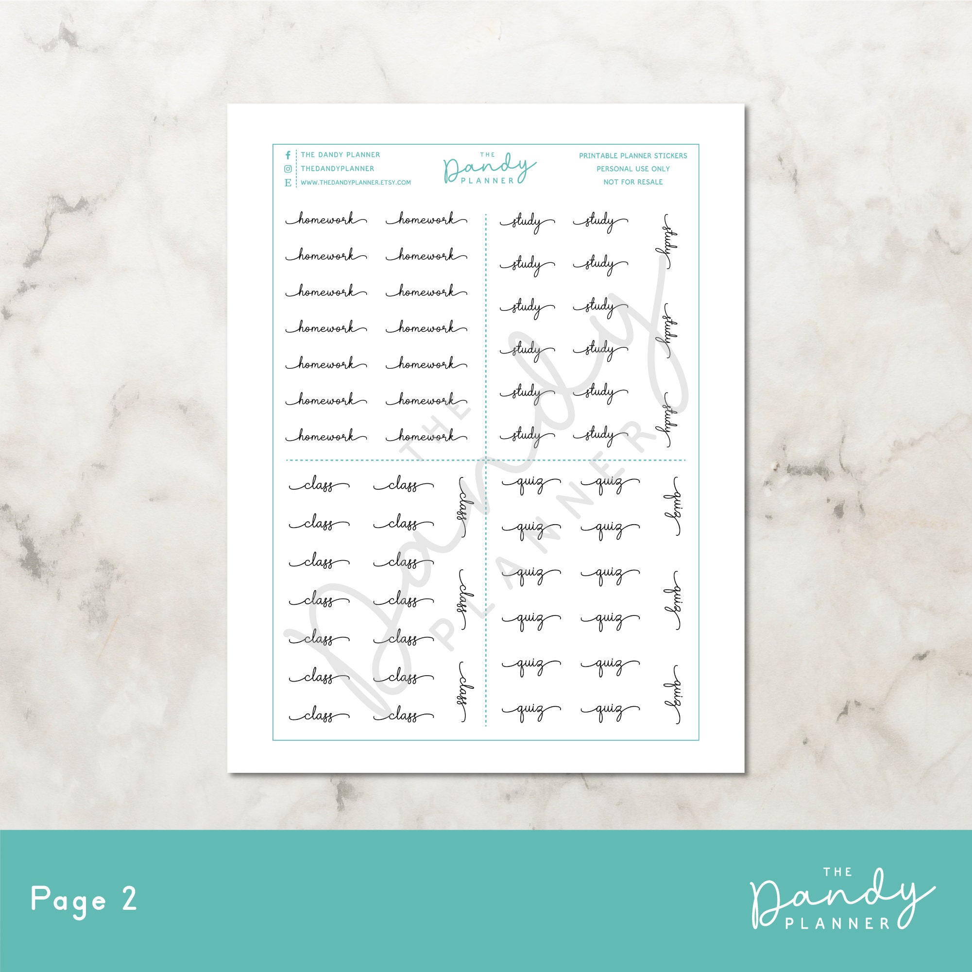 School Planner Stickers Printable Script Planner Stickers - Etsy