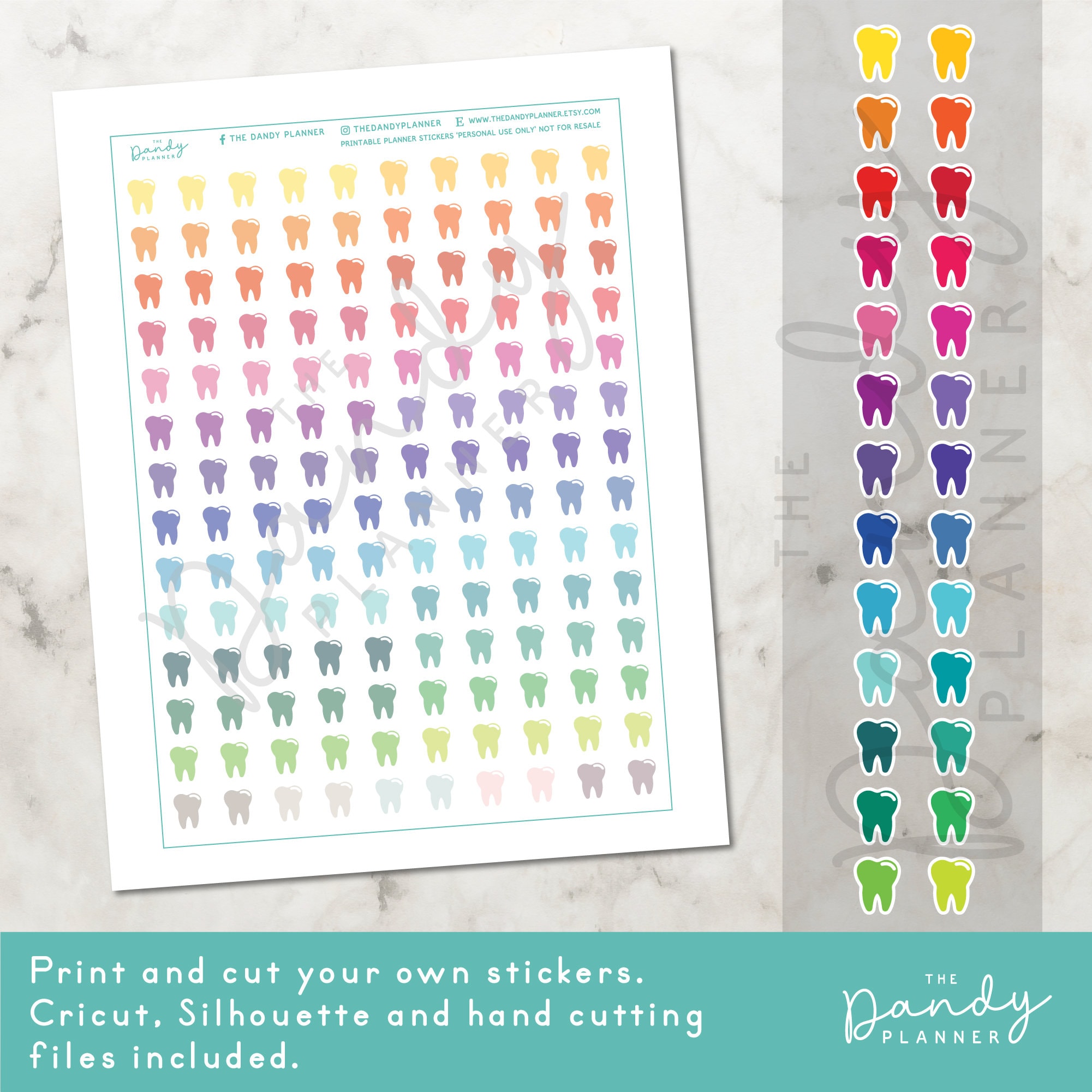 Tooth Icon Planner Stickers Printable, Dentist Appointment Icons ...