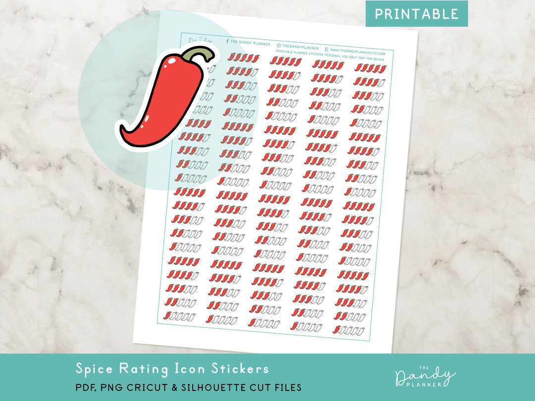 Spice Rating Icon Planner Stickers: Chili Pepper (digital Printable) - Etsy
