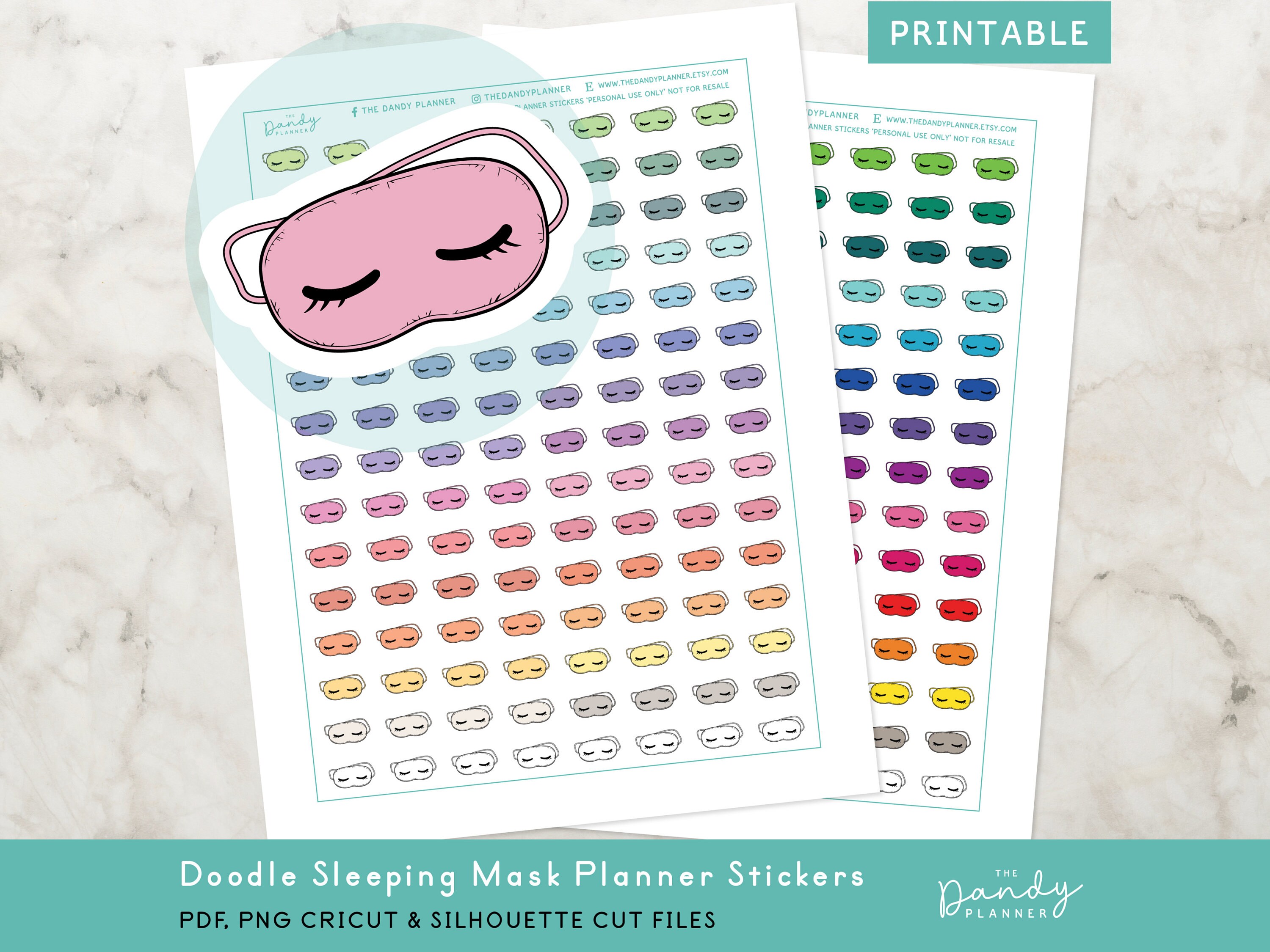 Sleeping Mask Stickers Printable, Eye Mask Stickers, DIY Printable ...
