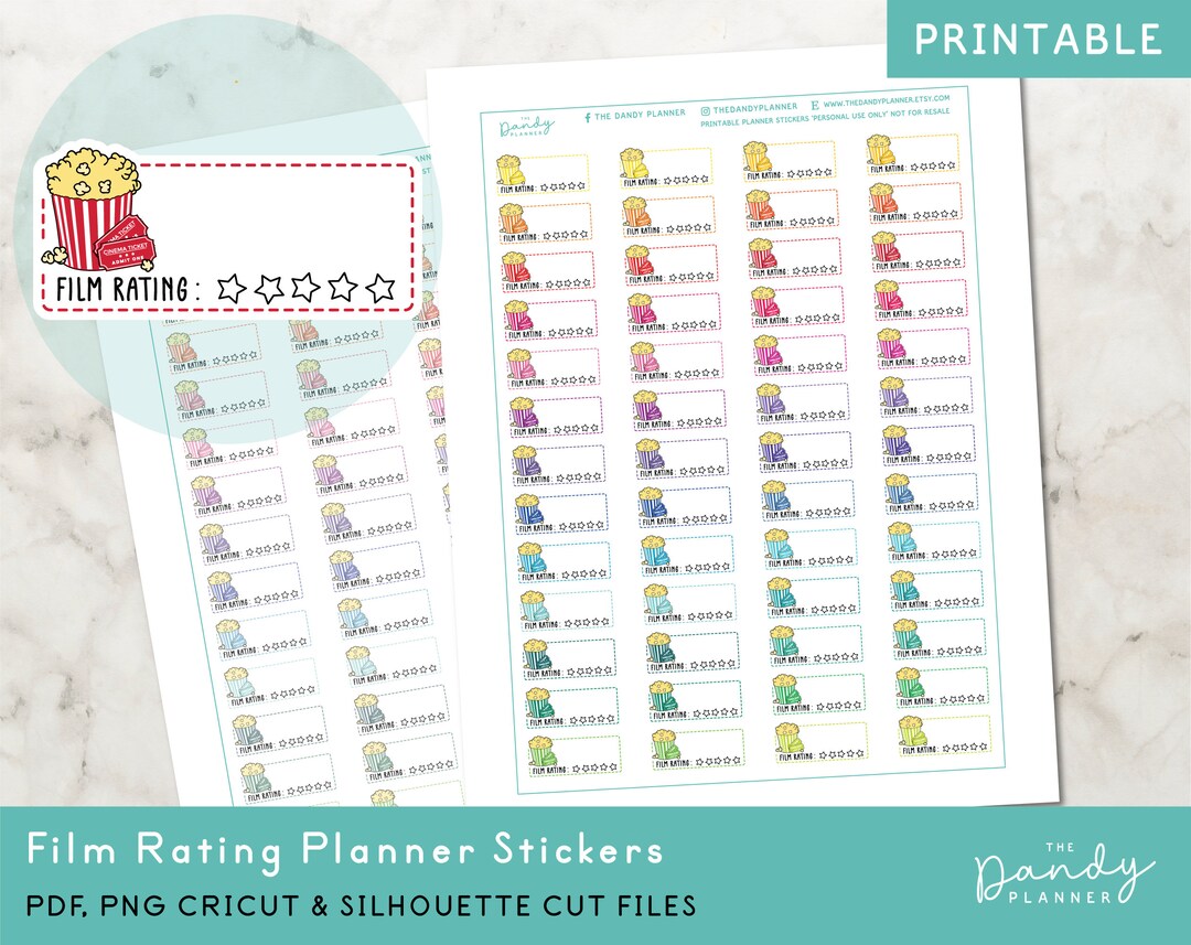 Film Rating Planner Stickers Printable, Movie Rating Planning Sticker ...