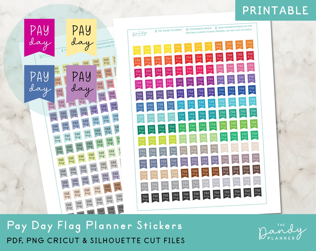 Pay Day Flag Stickers, Printable Planner Stickers, Cricut and ...