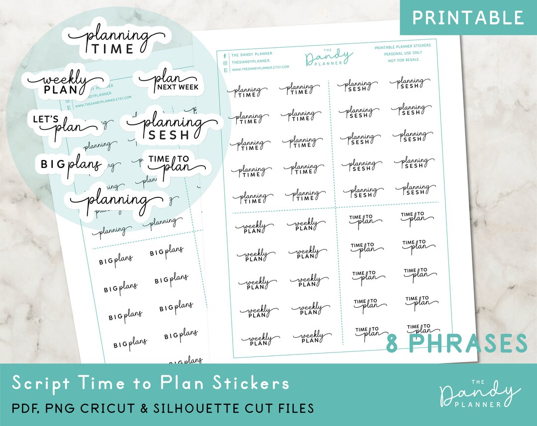Planning Sesh Planner Stickers Printable, Script Planner Stickers ...