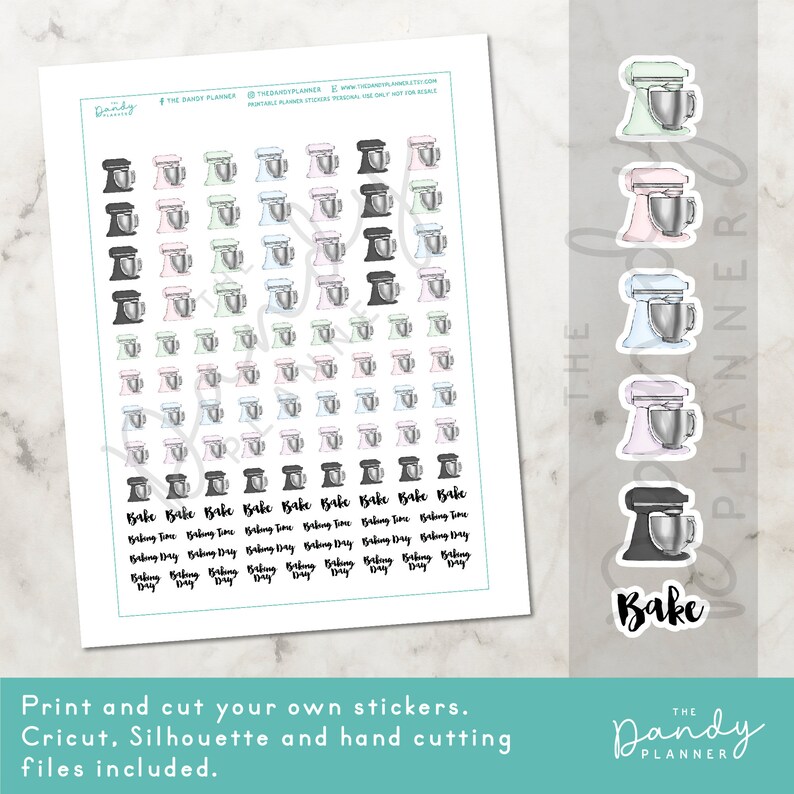 Baking Planner Stickers Printable Mixer Planner Stickers | Etsy