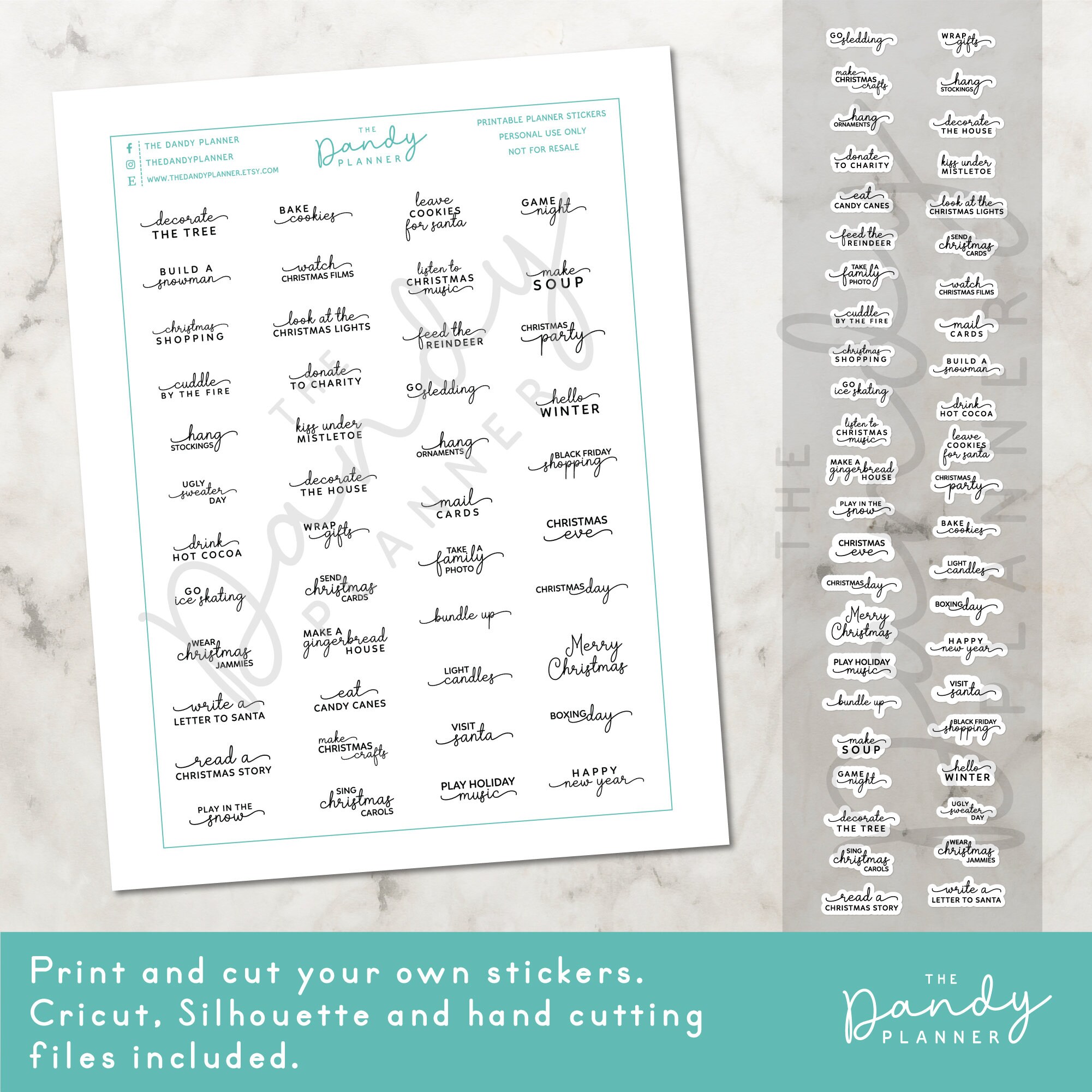 Christmas Bucket List Script Planner Stickers Printable, Script Planner ...