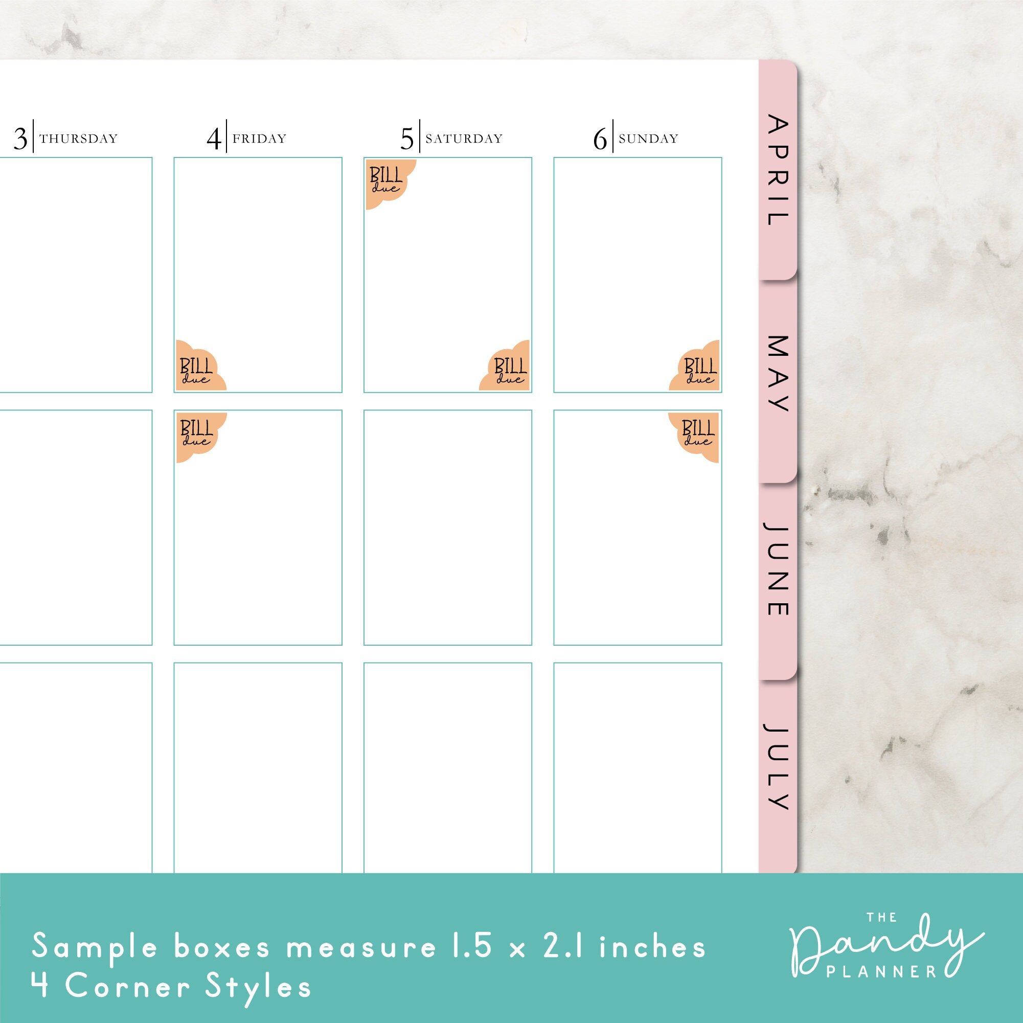Bill Due Corner Stickers, Printable Planner Stickers, Cricut and ...