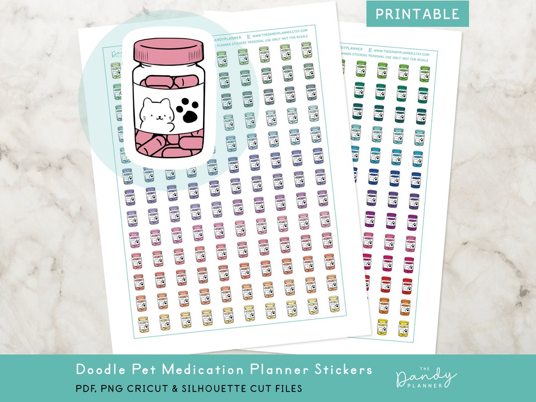 Pet Medication Icon Planner Stickers, Printable (PDF, PNG, Cricut ...