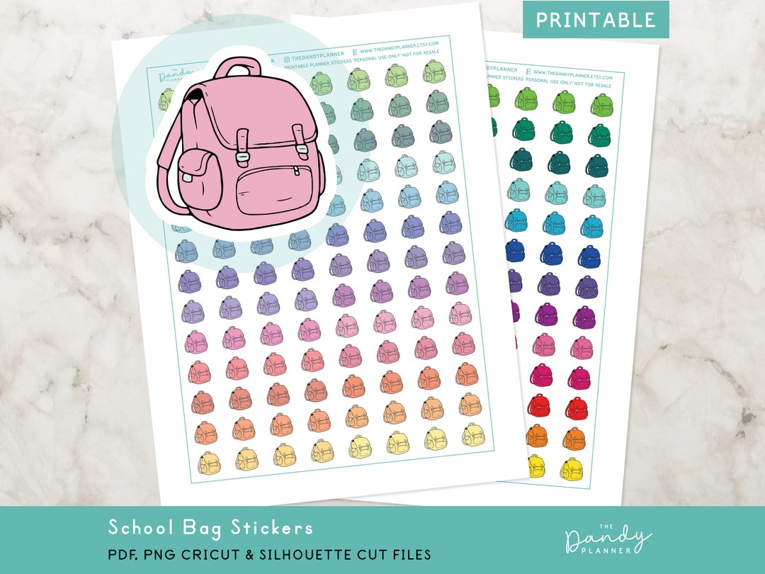 School Bag Planner Stickers: Rucksack Stickers (digital Printable) - Etsy
