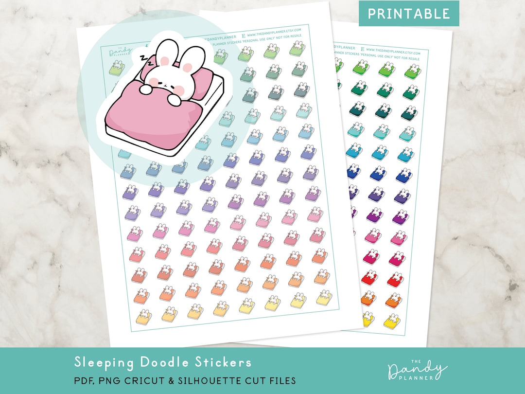 Kawaii Sleeping Stickers Printable, Sleep Icon Stickers, DIY Printable ...
