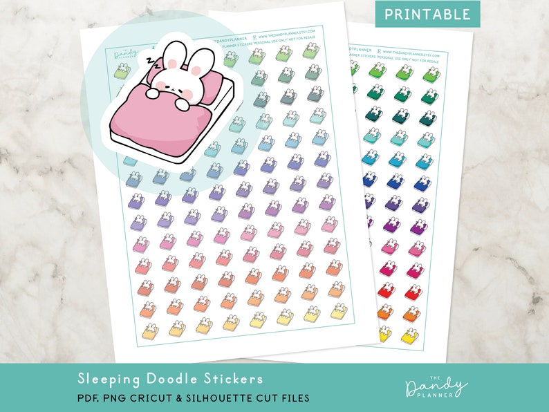 Kawaii Sleeping Stickers Printable, Sleep Icon Stickers, DIY Printable ...