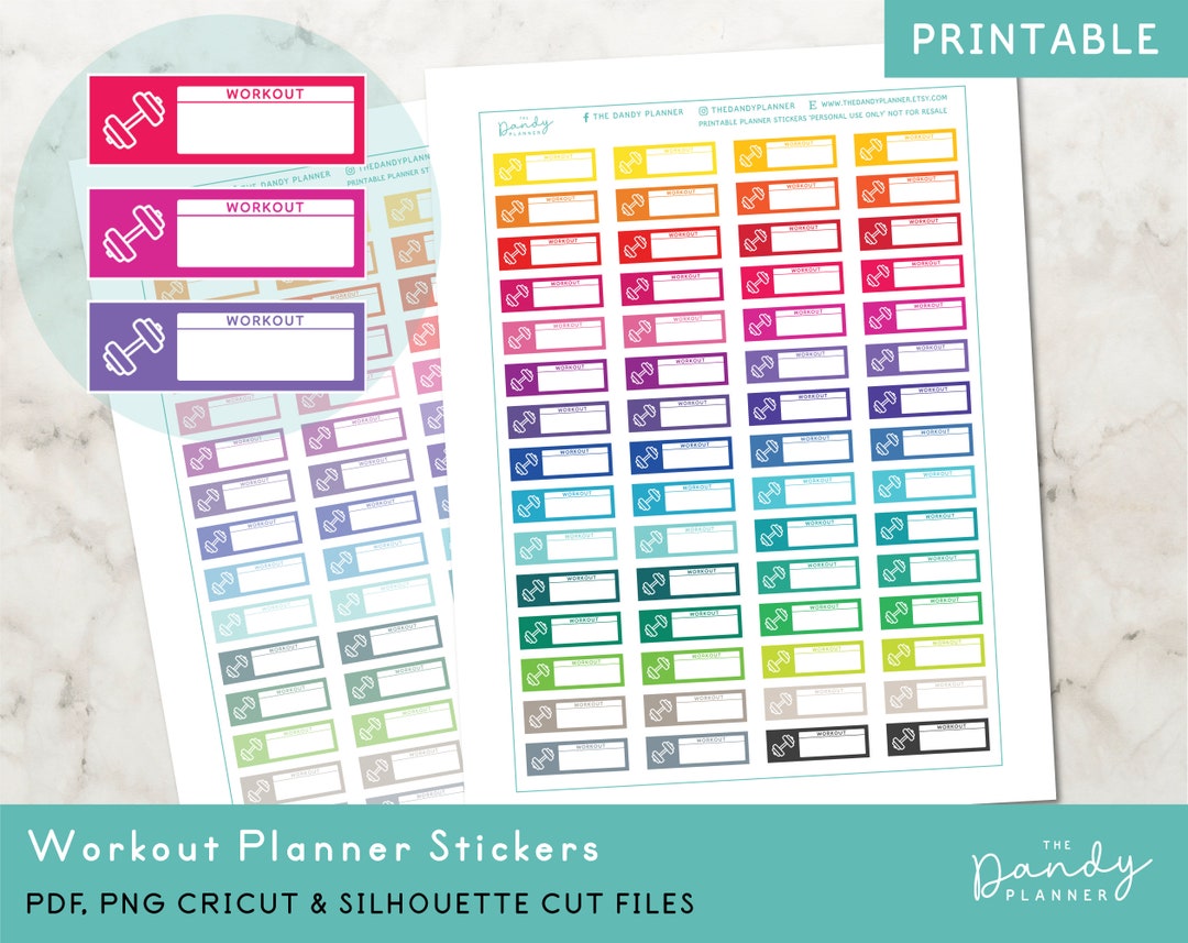 Workout Planner Stickers Printable, Exercise Planning Stickers, DIY ...