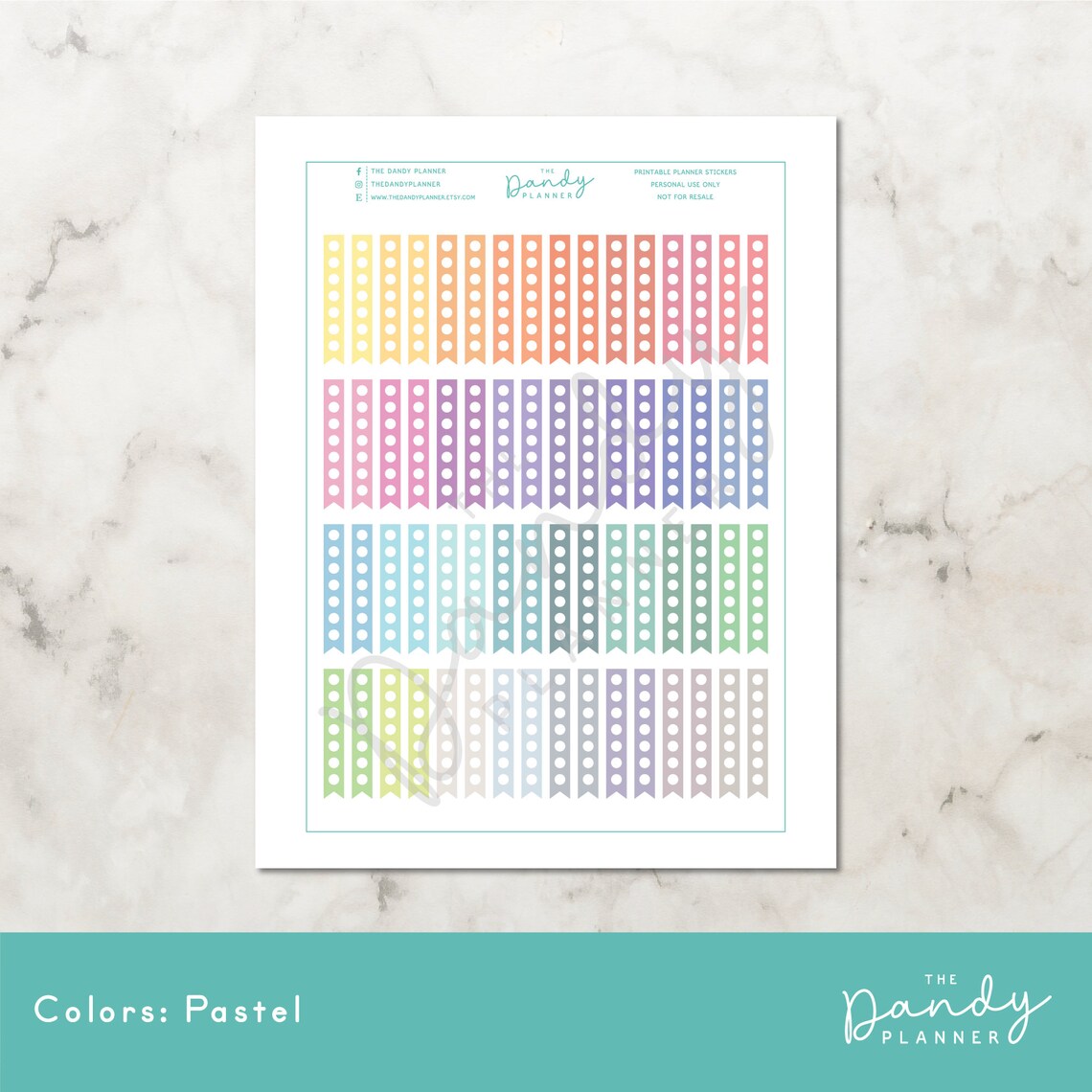 Circle Checklist Flag Stickers Printable, Pastel & Bright Checklist ...