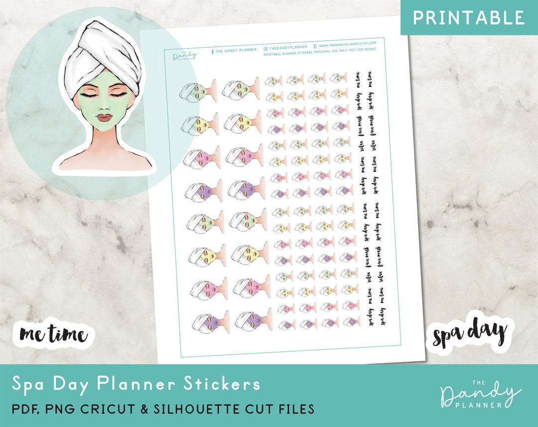Spa Day Planner Stickers Printable, Face Mask Planner Stickers, Hand ...