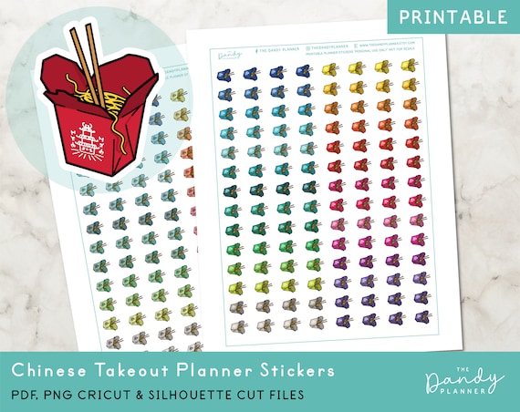 Chinese Takeout Planner Stickers Printable Fast Food Planning | Etsy