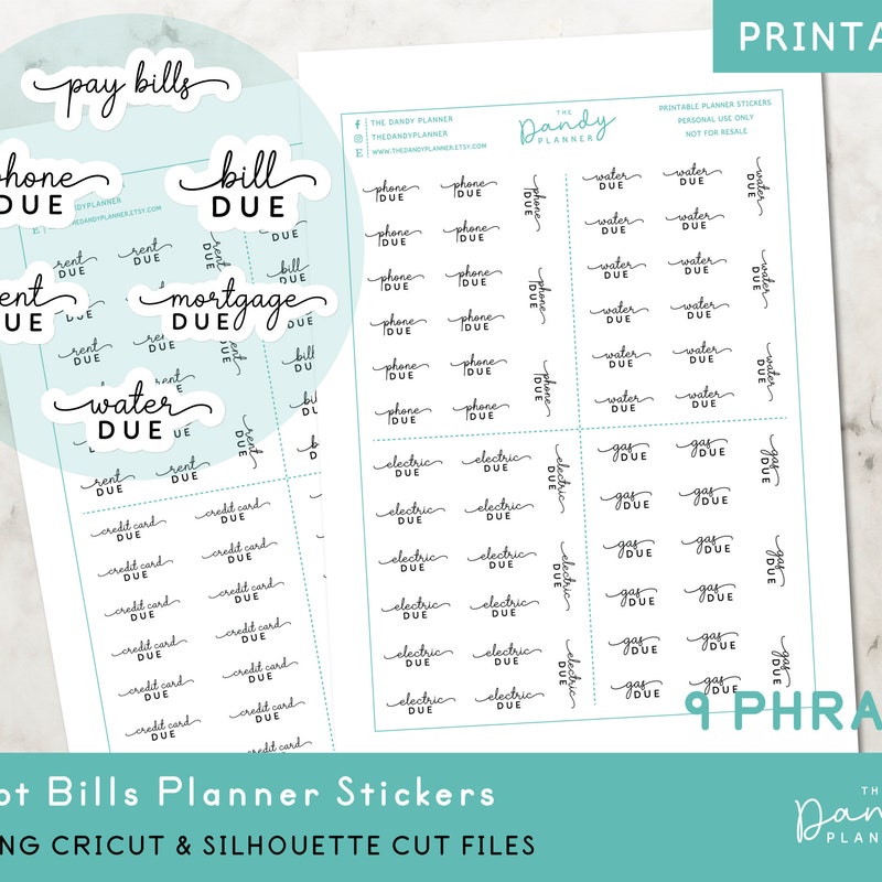 Bill Pay Stickers - Etsy