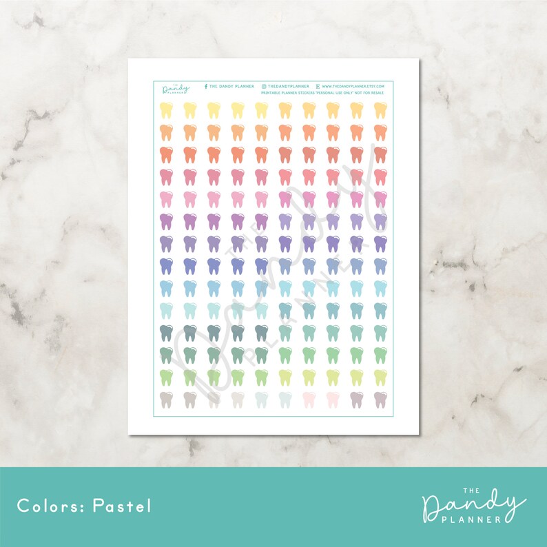 Tooth Icon Planner Stickers Printable, Dentist Appointment Icons ...