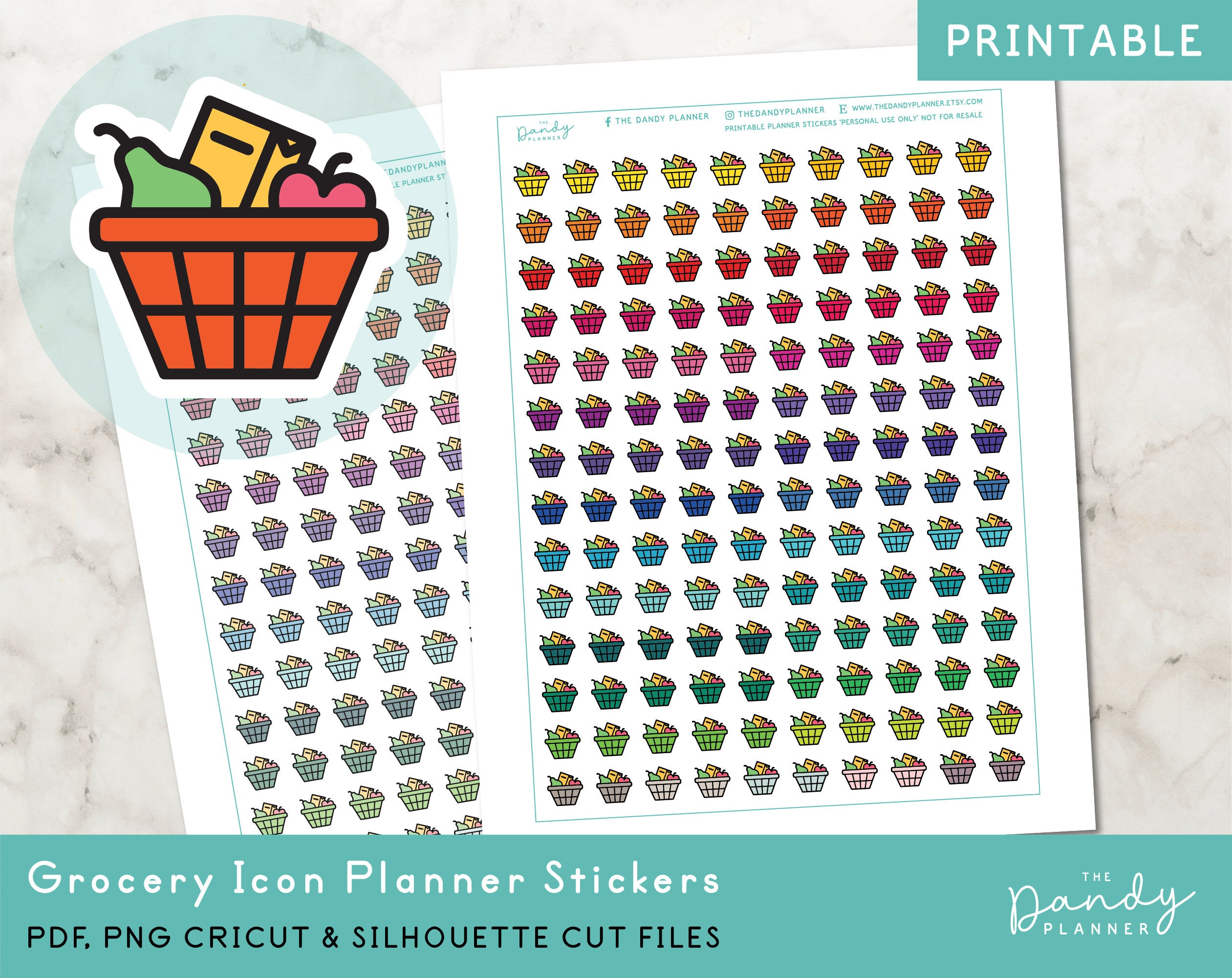 Grocery Icon Planner Stickers Printable, Food Shop Icons Planning ...