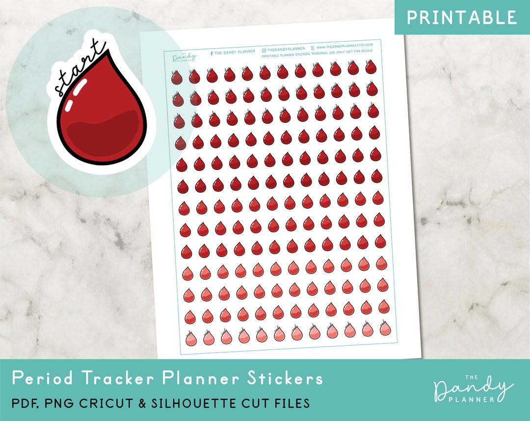 Period Tracker Planner Stickers Printable, Periods Icons Planning ...