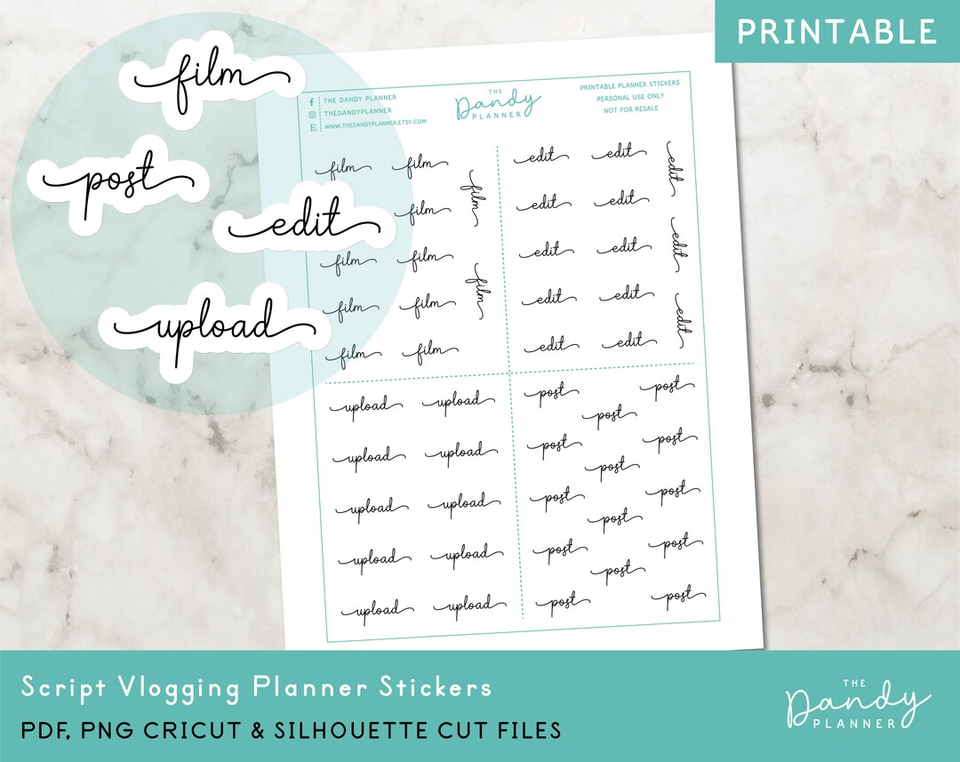 Media Production Vlogger Planner Stickers Printable, Script Planner ...