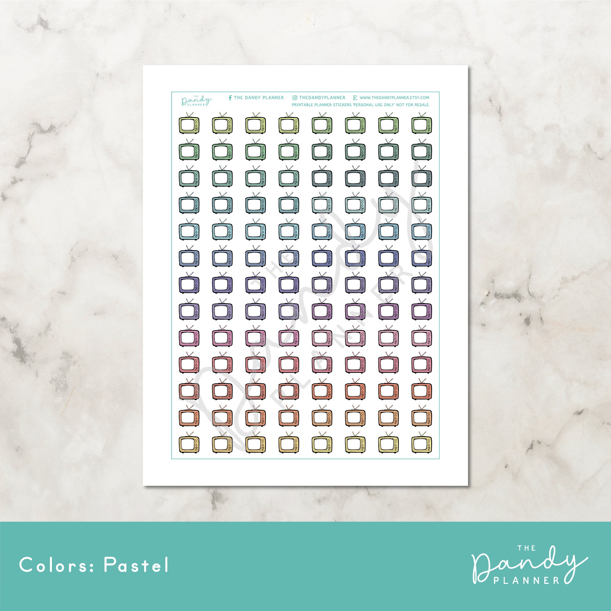 TV Icon Stickers Printable, Television Icon Stickers, DIY Printable ...