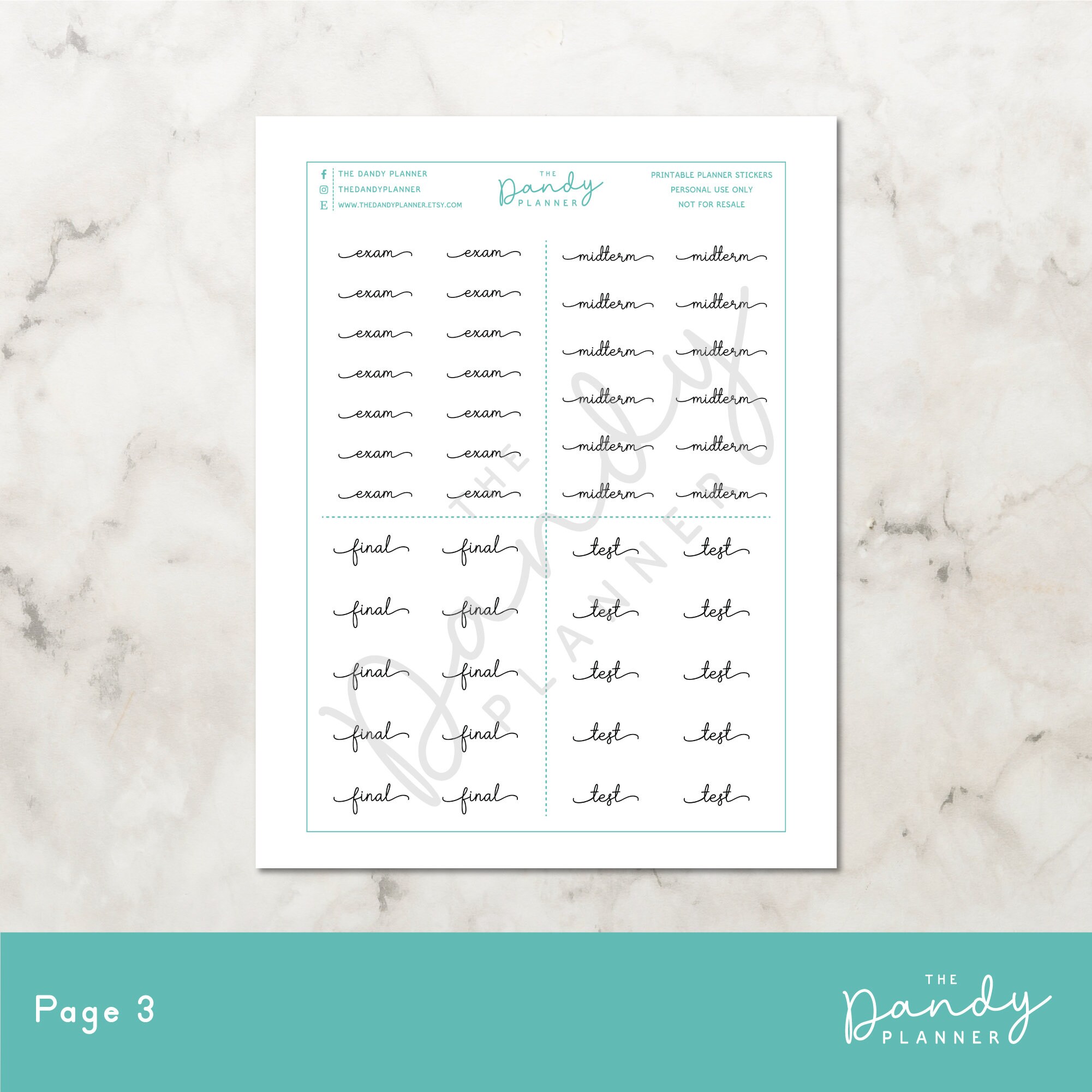 School Planner Stickers Printable Script Planner Stickers - Etsy