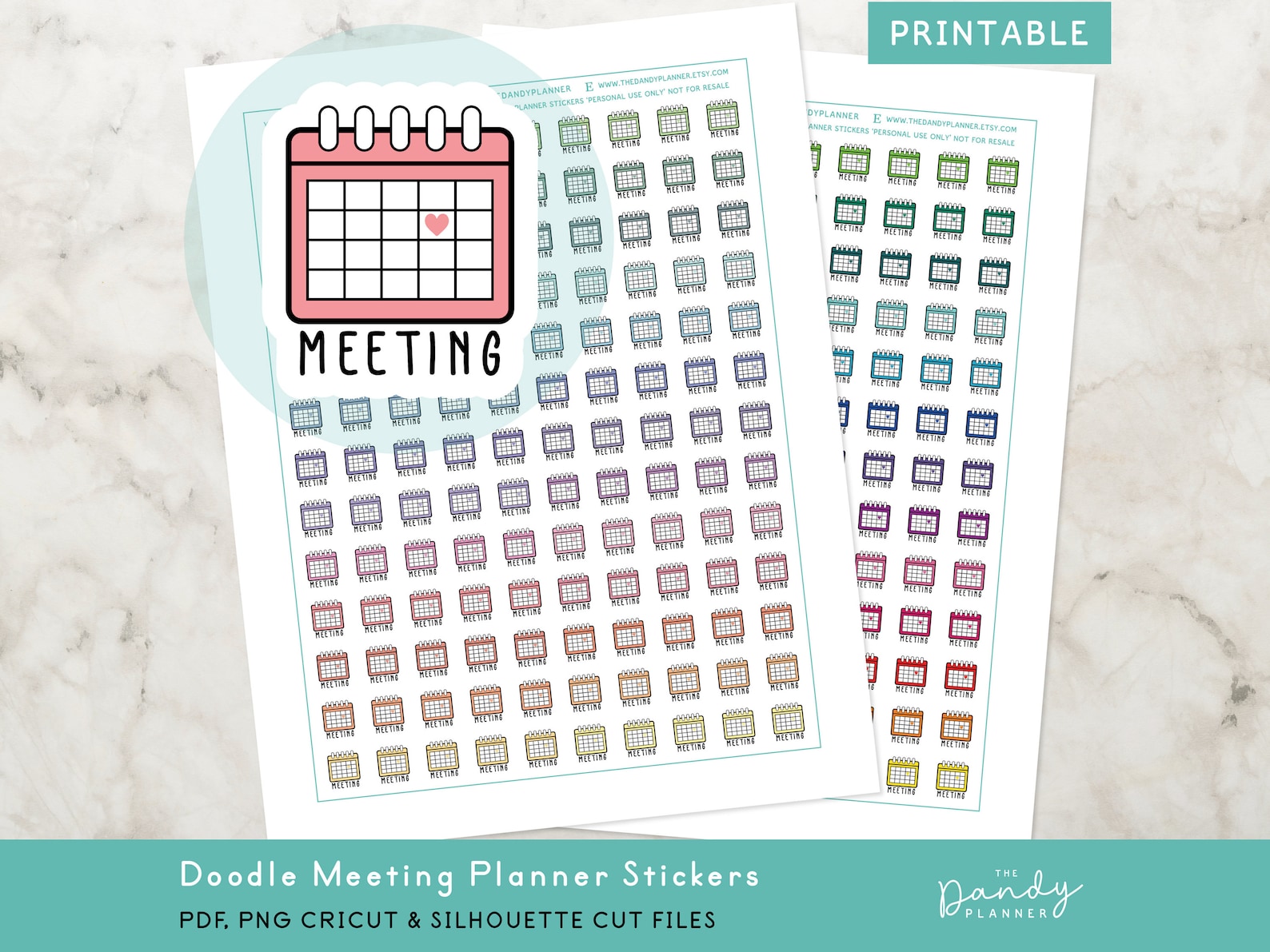Meeting Calender Icon Planner Stickers Printable, Work Planning ...