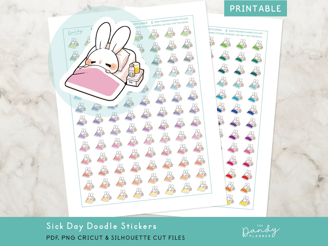 Kawaii Sick Day Stickers Printable, Feeling Under the Weather Stickers ...