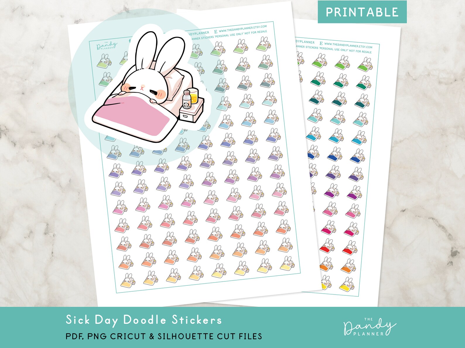 Kawaii Sick Day Stickers Printable, Feeling Under the Weather Stickers ...