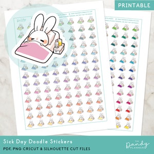 Kawaii Sick Day Stickers Printable, Feeling Under the Weather Stickers ...