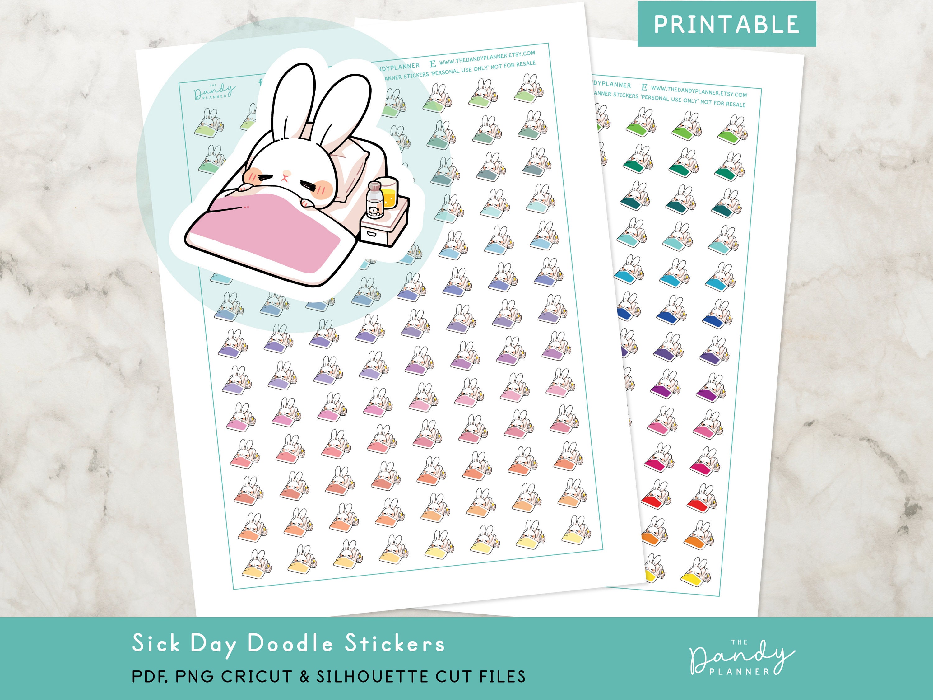 Kawaii Sick Day Stickers Printable, Feeling Under the Weather Stickers ...