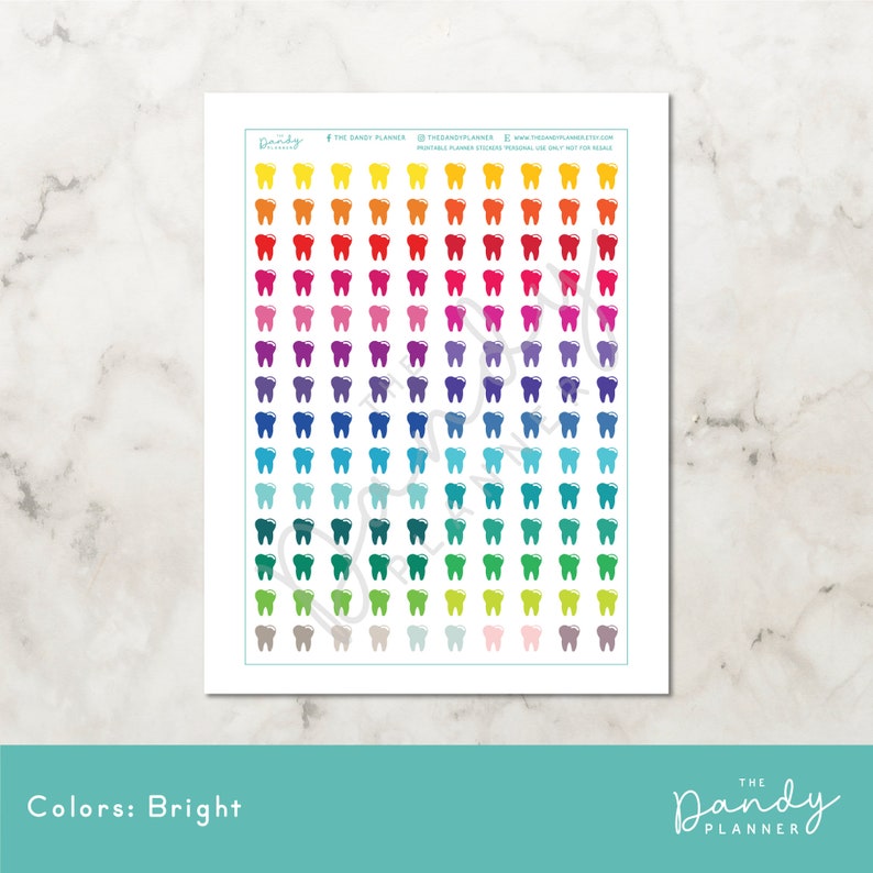 Tooth Icon Planner Stickers Printable, Dentist Appointment Icons ...