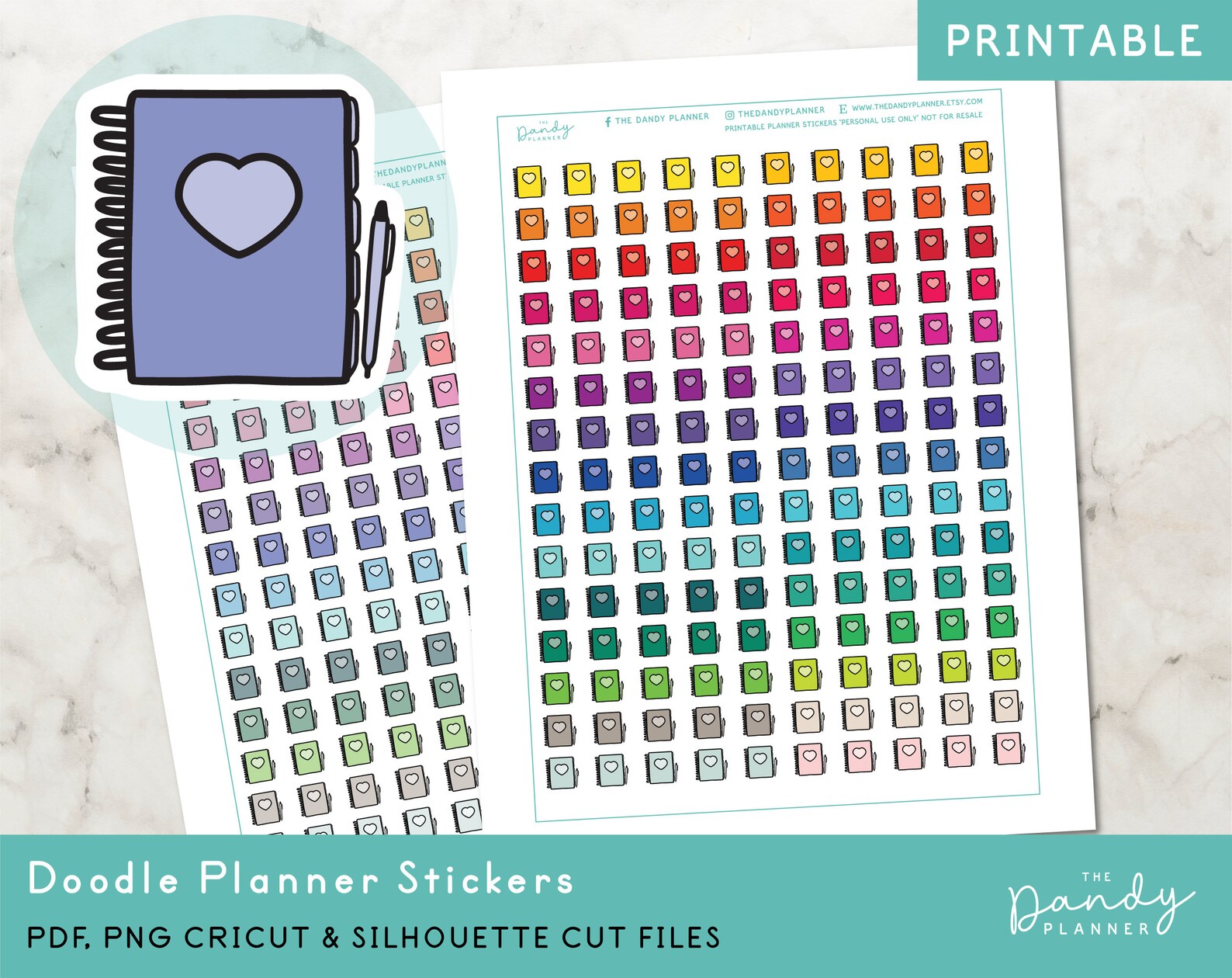 Doodle Planner Stickers Printable, Note Book Planner Stickers ...