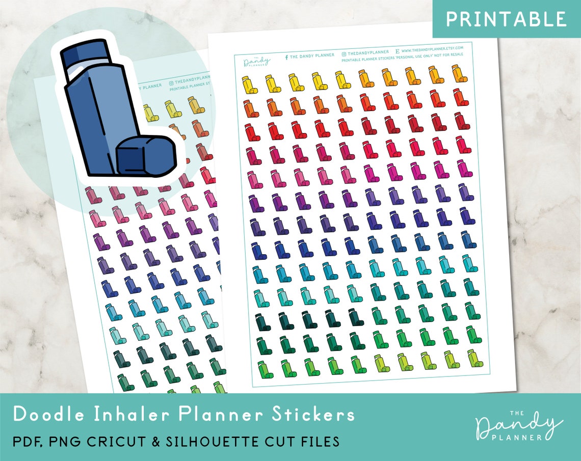 Doodle Inhalator Planner Aufkleber, Asthma Inhalator Planner Aufkleber ...