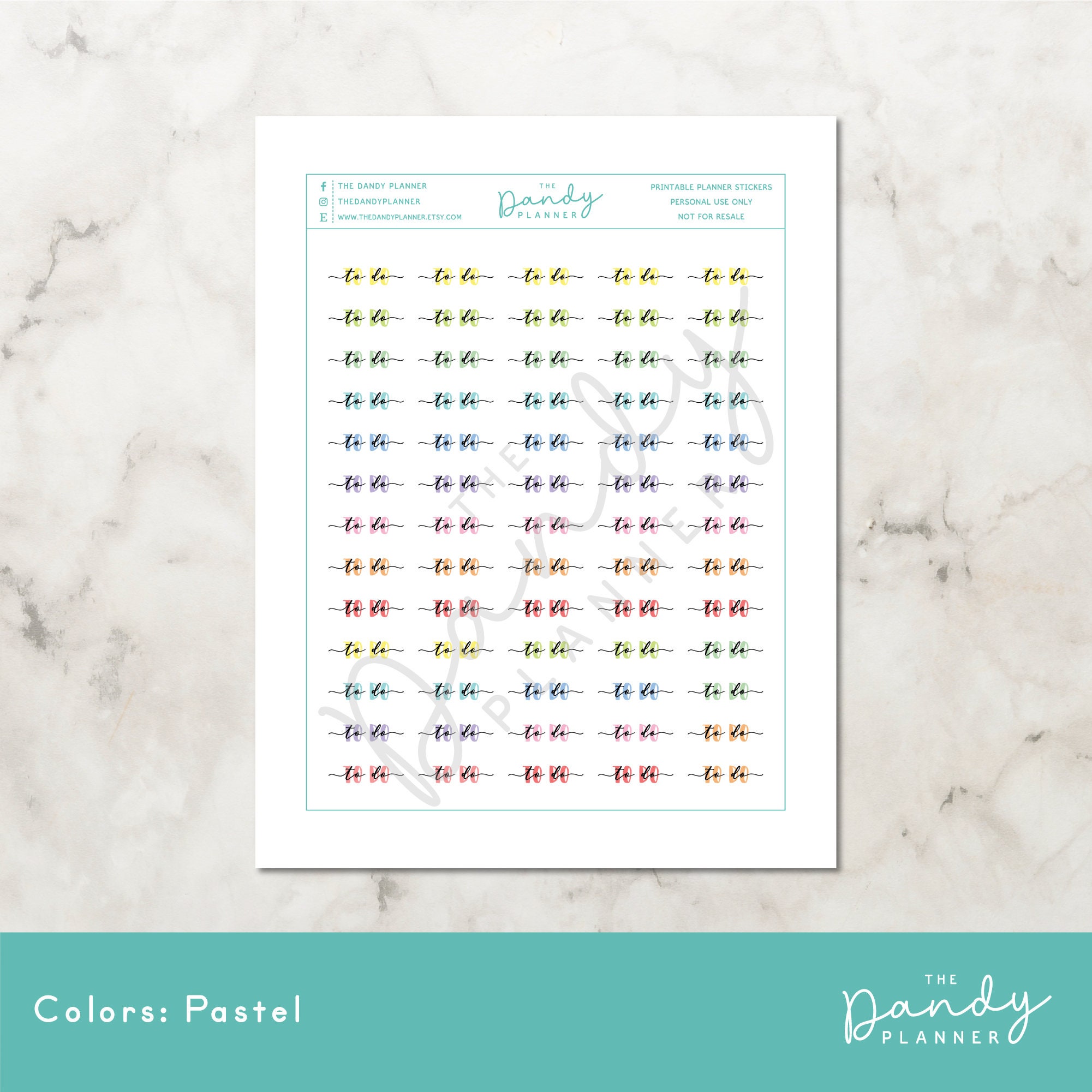 To Do Script Planner Stickers Printable Pastel Script to Do - Etsy