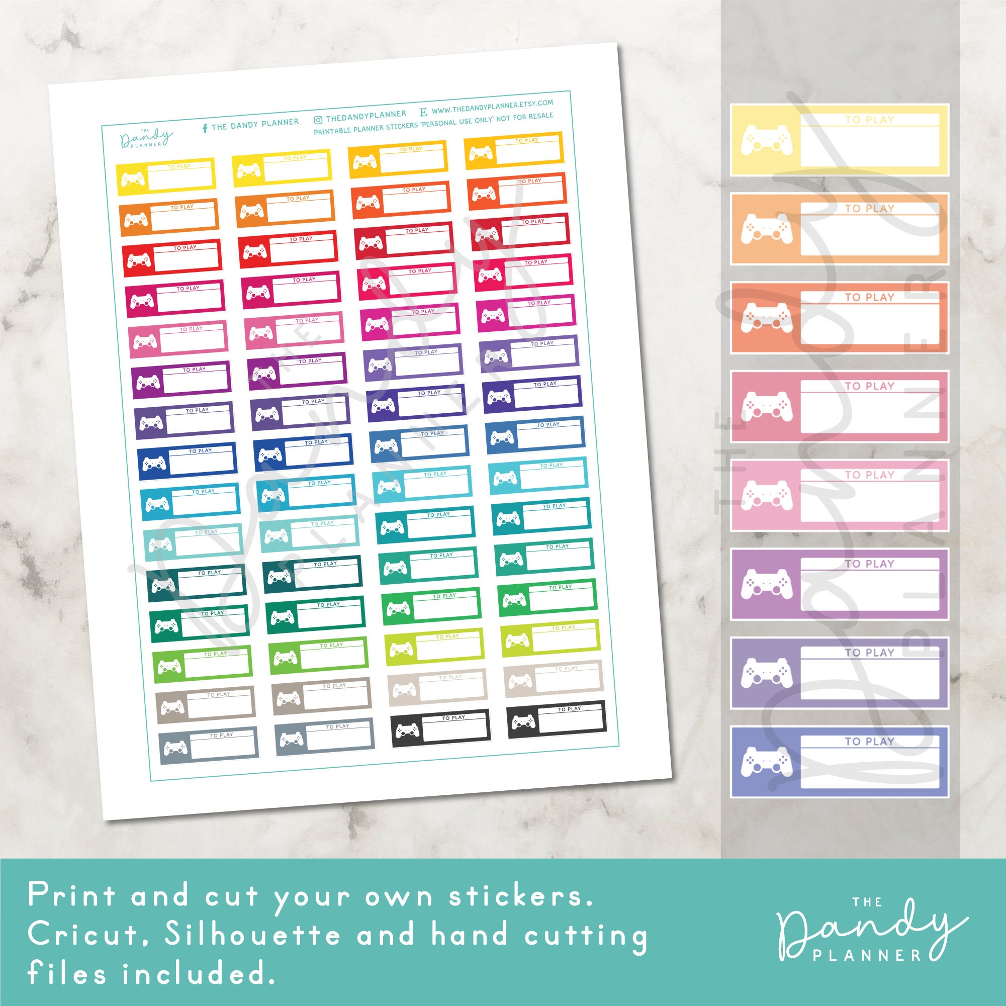 Games Planner Stickers Printable, to Play Planning Stickers, DIY ...