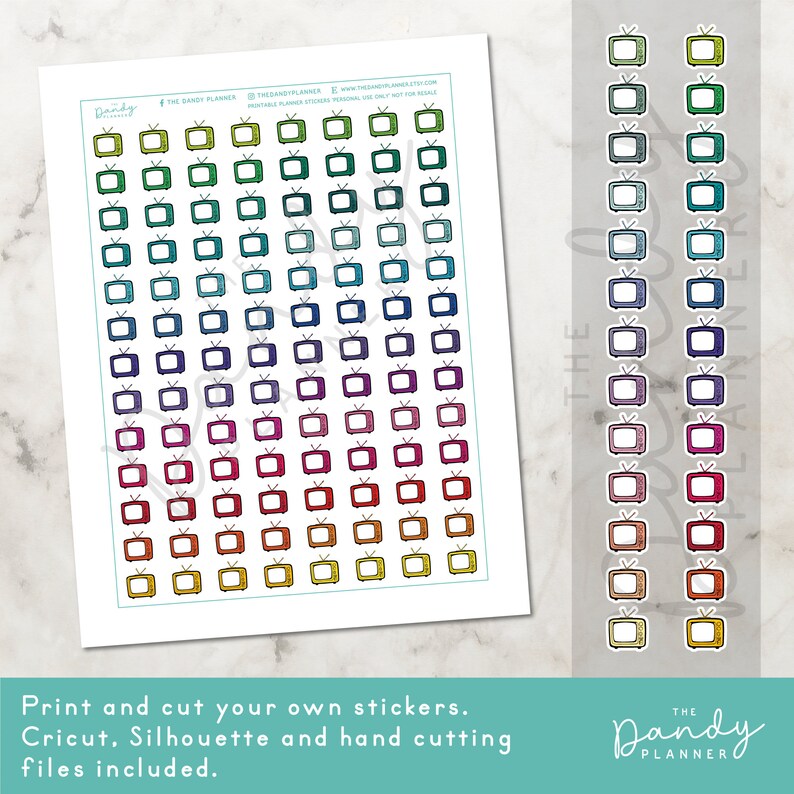 TV Icon Stickers Printable, Television Icon Stickers, DIY Printable ...