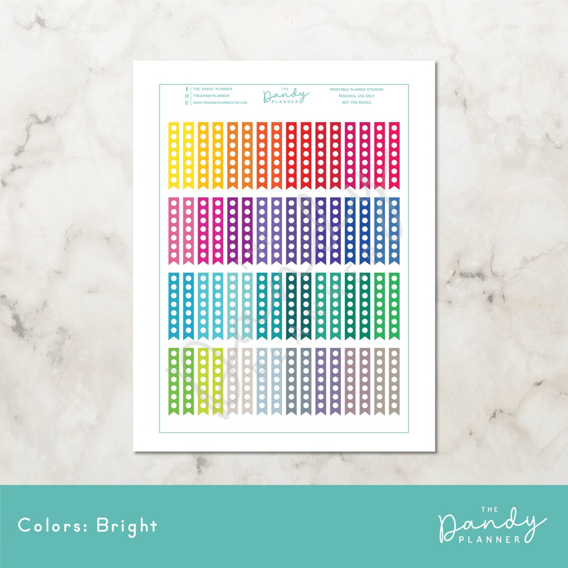 Circle Checklist Flag Stickers Printable, Pastel & Bright Checklist ...
