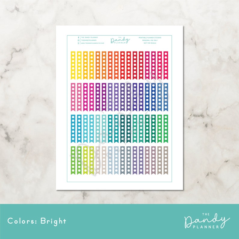 Circle Checklist Flag Stickers Printable, Pastel & Bright Checklist ...