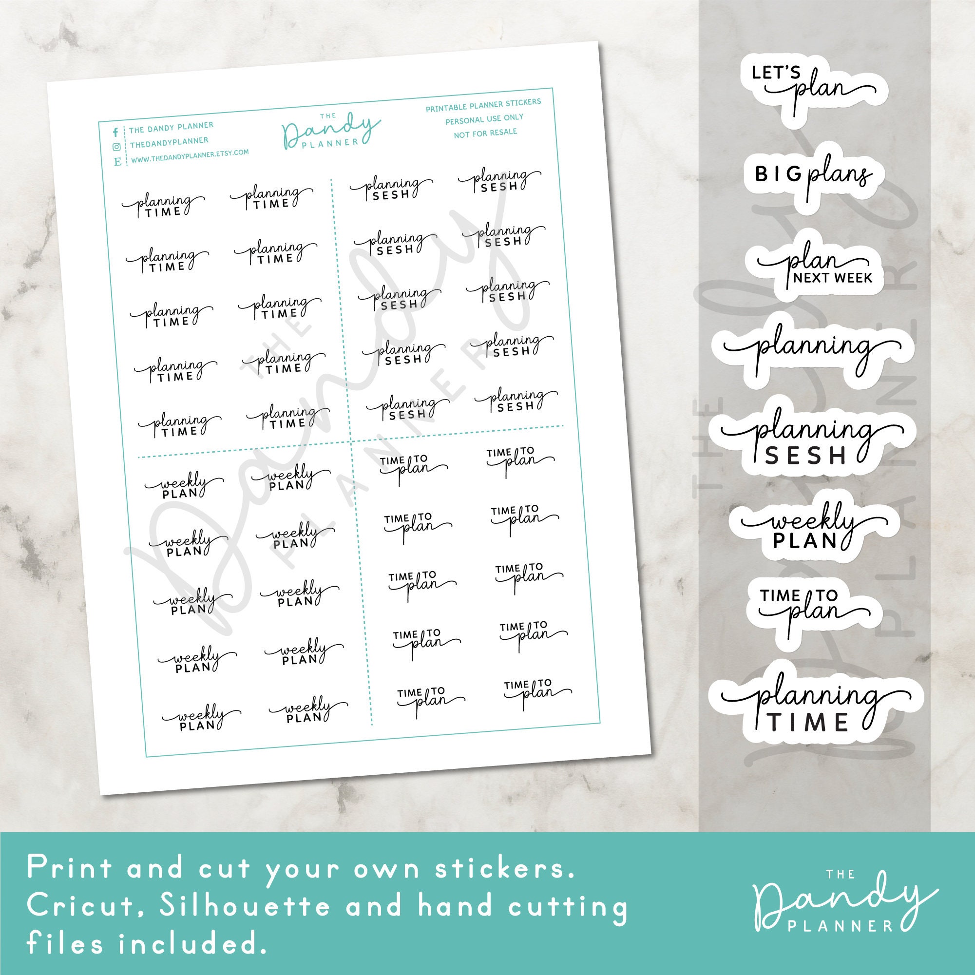 Planning Sesh Planner Stickers Printable Script Planner - Etsy