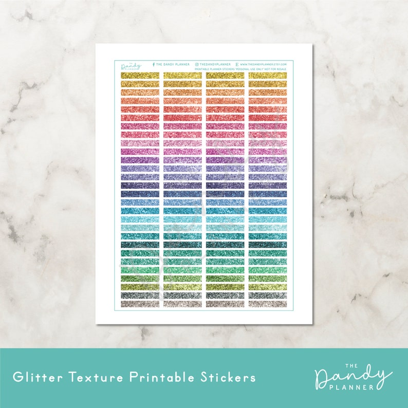 Rainbow Glitter Planner Stickers: Blank Header Printable (PDF, PNG ...